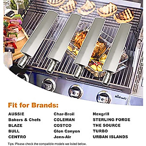 Cast Stainless Steel Grill Burner Replacement(4 PCS), SS304 Heavy Duty Outdoor BBQ Gas Grill Burners, Compatible with CIT CITSS CIT-SS 23301 Aussie Bull Jenn-Air Nexgrill TURBO(5-Year Warranty)