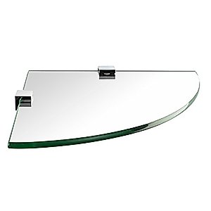 Mount-It! Corner Glass Shelf for Bathroom, Shower, Bedroom and Closets, Wall Mounted 8mm Thick Tempered Glass, 9.75 Inch