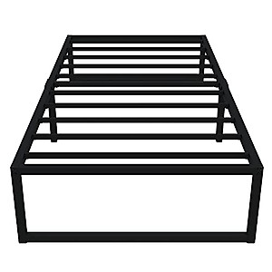 Lutown-Teen 14 Inch Twin Bed Frames Heavy Duty Metal Twin Size Platform Bed Frame No Box Spring Needed, Noise Free, Easy Assembly, Black