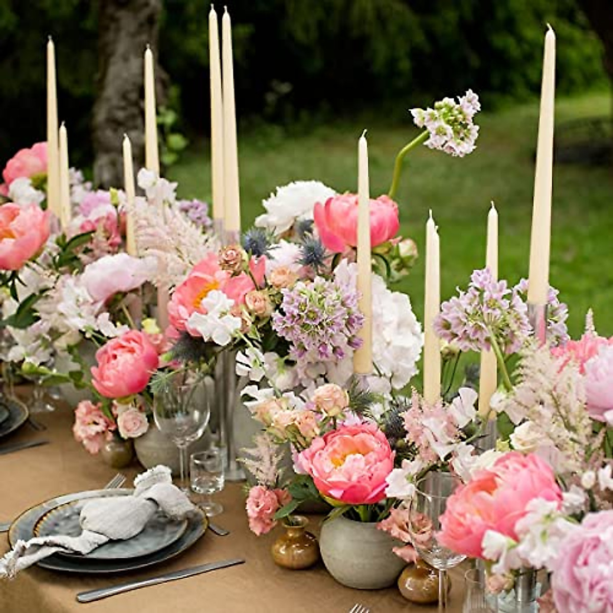 UNICY 20 Pack 10 inch Ivory Taper Candles, Unscented Candlesticks for Christmas Eve and Easter Candlelight Service, Vigil, Memorial 10 Inch, Pack of 20