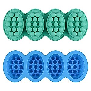2 Pcs Silicone Massage Bar Soap Molds - SJ Silicone Molds for Soaps Making, Handmade Soap Molds, Nonstick & BPA Free (Blue & Mint Green)
