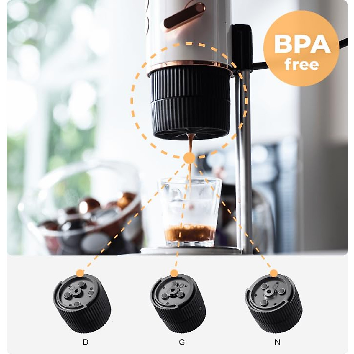 CYETUS Portable Espresso Machine 19 Bar, 3s Instant Heating, Compatible with Nespresso Capsules Ground Coffee Tea, Mini Electric Coffee Maker For Travel Home Camping, White