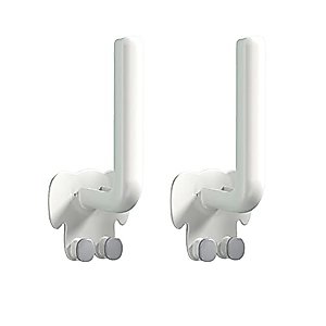 Smalibal 2Pcs Storage Coat Hooks Wall Hooks, Cartoon Elephant Pattern Hook Organizer Heavy Duty Wall Mounted Hooks, Hooks Decorative for Wall Hanging Coats, Key, Cup, Cloth, Hat White