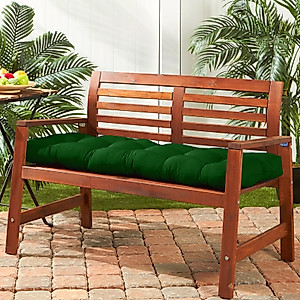 LOVTEX Tufted Bench Cushions for Outdoor Furniture Waterproof, 44 x 19 InchesPatio Swing Cushions Green - Overstuffed Indoor/Outdoor Loveseat Cushions with Round Corner