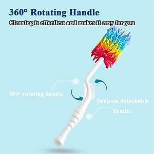 Rayhee Bottle Brush Cleaner-Baby Milk Bottle Cleaner Soft Silicone Bottle Brusher / 360 Degree Rotating Long Handle Brush for Washing Glassware, Cup, Decanter, Narrow Neck Brewing Bottle