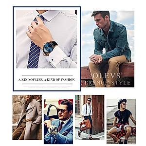 OLEVS Men's Ultra Thin Slim Big Face Date Leather Analog Wrist Watches Waterproof for Male Teen Boys Gift Classic Casual Minimalist Blue Large Dial Rose Gold Quartz Watch with Retro Genuine Band Black