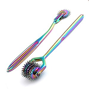 OdontoMed2011® Lot of 2 Pieces Rotating Spur Wartenberg Pinwheel 1 & 5 Heads Stainless Steel Multi Color Rainbow Pin Wheel Diagnostic Equipment