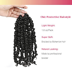 The BOHOBABE Crochet Passion Twist Hair Pretwisted 10 Inch Short Pre-looped Passion Twist Crochet Braiding Hair 8 Packs Natural Black Women Crochet Braids (1B)