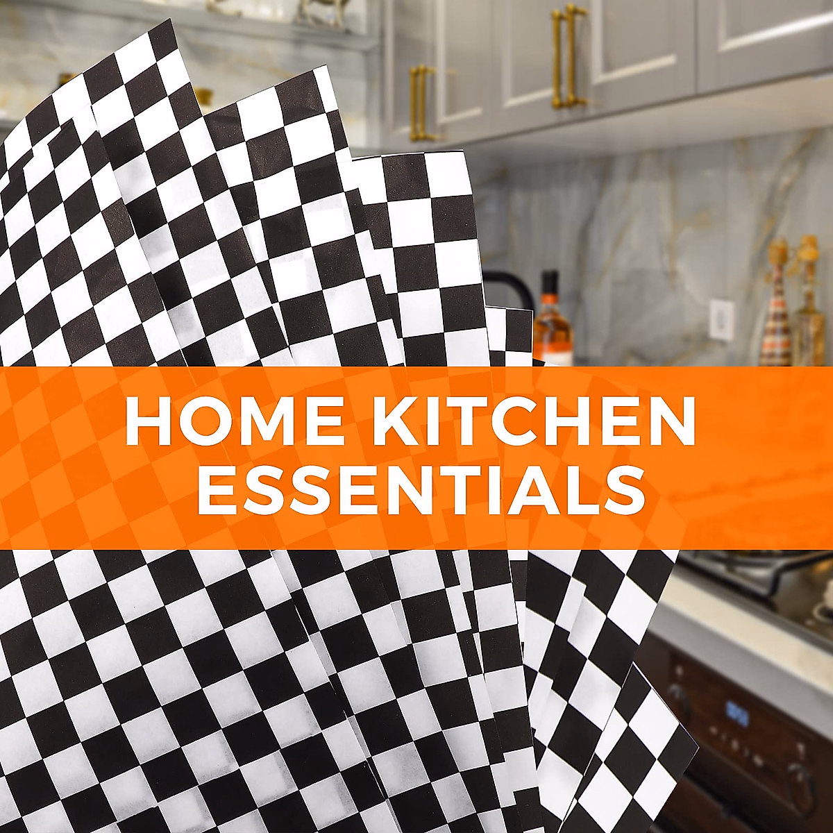 200 Sheets Wax Deli Paper Sheets for Food 12 x 12 inch Checkered Dry Waxed Deli Paper Sheet for Sandwich Paper Liner, Food Basket Liners, Food Wrapping, Black-White