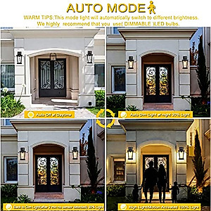 Karuoshirui Motion Sensor Outdoor Wall Lantern，Porch Lights Dusk to Dawn Sensor Exterior Light Fixtures Wall Mount，Aluminum Shell Black Outdoor Wall lamp Water Ripple Tempered Glass Outdoor Light