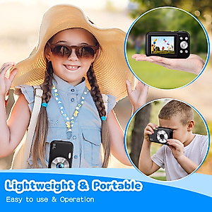 Digital Camera, Kids Camera with 32GB Card, FHD 1080P 44MP Vlogging Camera, 16X Zoom Point and Shoot Digital Camera Compact Portable Rechargeable Cameras for Teens Boys Girls Students Seniors