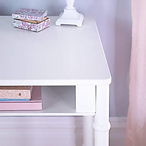 Guidecraft Dahlia Desk and Chair Set - White: Children’s Home Wooden Study Table for Computer, Homework, Writing with Storage Drawers, Kids Bedroom Furniture Workstation