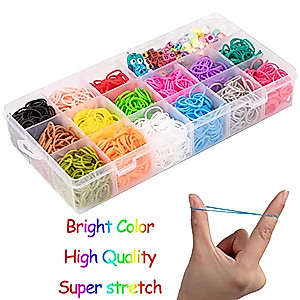 Liberry Colored Rubber Bands Bracelet Making Kit with Loom Bands Storage Container. Great Gifts for Girls and Boys, No Loom Board Included.