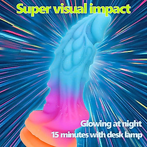 8.66 Inch Luminous Monster Realistic Dildo, Huge Silicone Anal Dragon Dildo Anal Plug with Strong Suction Cup for Vaginal Anal Play