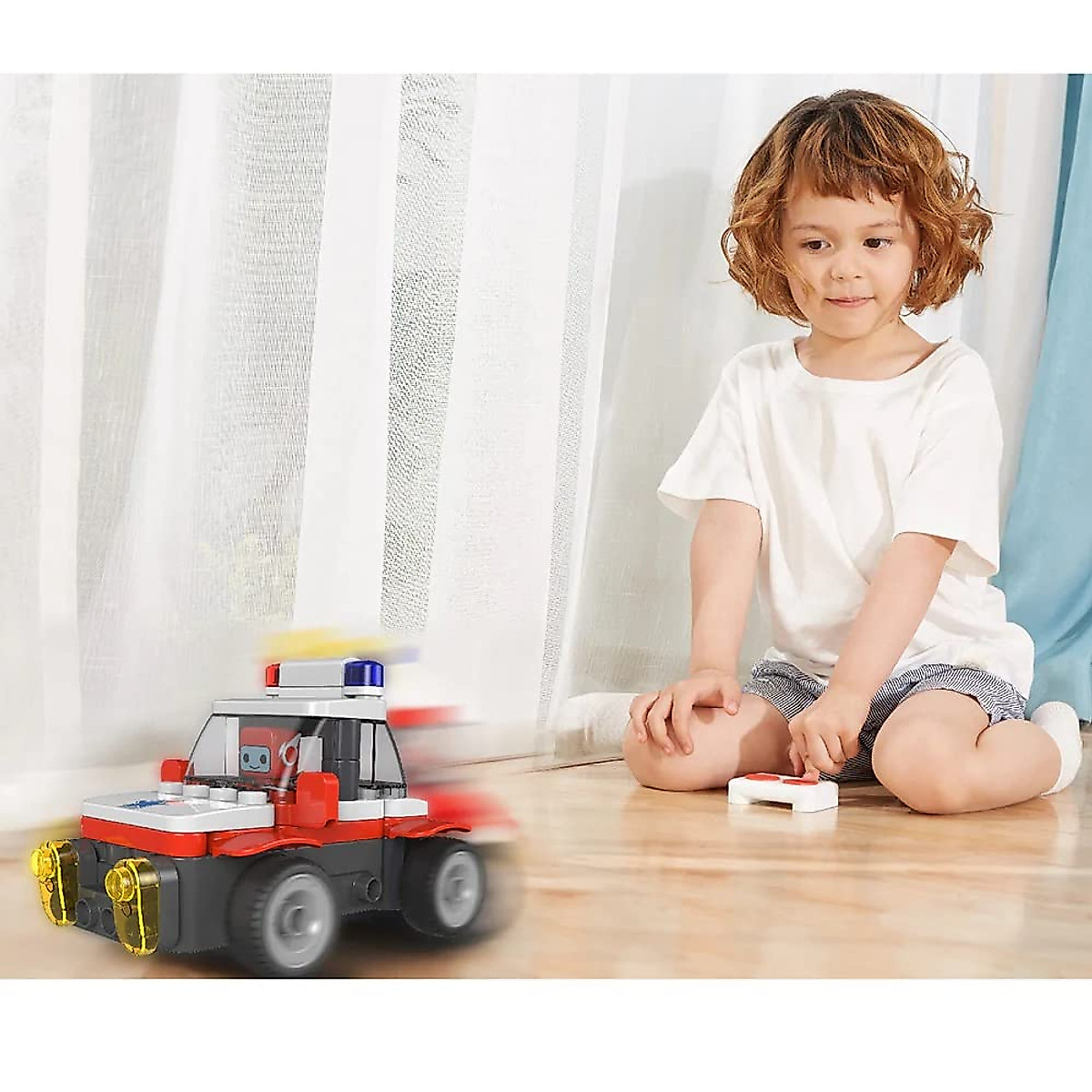 BOTZEES Toy Car Model Building Kit Racing Cars 8-in-1 STEM Car Police Toy Car for Kids and Car Fans (60 Pieces)