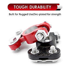 Slykew 2 PCS Cable Terminal Clamp Connectors, Cables Terminal Connectors Kit, Positive Negative Brass Power Post Clips Accessories, for Cars, Vans, Trucks (Silver)