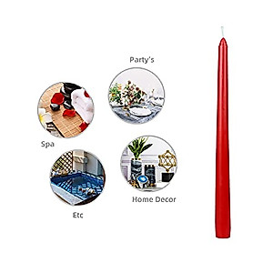 Zest Candle 12-Piece Taper Candles, 10-Inch, Ruby Red