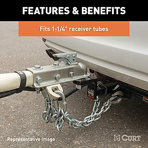 CURT 45028 Class 1 Trailer Hitch Ball Mount, Fits 1-1/4-Inch Receiver, 2,000 lbs, 3/4-Inch Hole, 6-Inch Drop, 4-5/8-Inch Rise , black