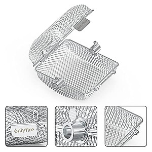 Onlyfire Chef Stainless Steel Rotisserie Basket Kit for Any Gas Grill, Cooking Various Foods at The Same Time, Set of 2-Global Patent