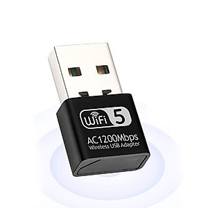 KuWFi Wireless USB Adapter, Dual Band AC1200 WiFi Adapter USB Network Card Dongle 1200Mbps 5Ghz Antenna for Desktop Laptop PC
