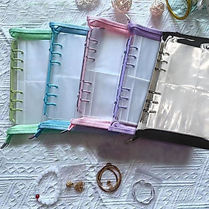 IKJNMLP Transparent Travel Earring Jewelry Bracelet Necklace Organizer Storage Book with Pockets - Large Clear Foldable Jewelry Organizer Bag Pouch Earring Stud Organizer Binder