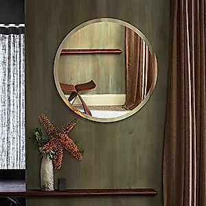Classic 24 "x 24" Beveled Circular Mirror/Frameless Bathroom Mirror/1 "Beveled/Minimalist Style
