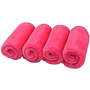 Sinland Microfiber Makeup Remover Cloth Reusable and Washable Makeup Remover Towels Face Cloths Facial Cleaning Towels Fast Drying Washcloth 9.8Inchx9.8Inch 4 Pack Dark Pink