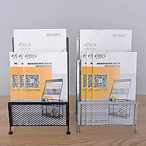 Magazine Rack Newspaper Rack Book Shelf Storage Rack Hollow Metal Wire Letter Rack Display Stand Office Desktop Front Desk 24X18X36CM MUMUJIN (Color : Black)