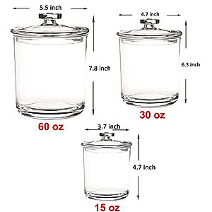 Youngever 60-Ounce, 30-Ounce and 15-Ounce Clear Plastic Apothecary Jars Set of 3