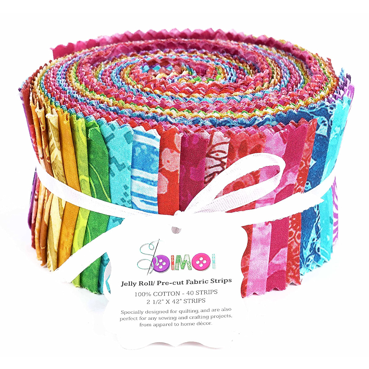 Soimoi 40Pcs Batik Print Cotton Precut Fabrics for Quilting Craft Strips 2.5x42inches Jelly Roll - Red