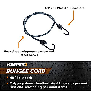 Keeper - 48” Bungee Cord With SST Hooks, 4 Pack - UV and Weather-Resistant