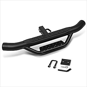 Universal 36" Wide X 4" OD Black Steel Trailer Towing Drop Hitch Step Bar Rear Bumper Guard Fits 2 Inch Receiver