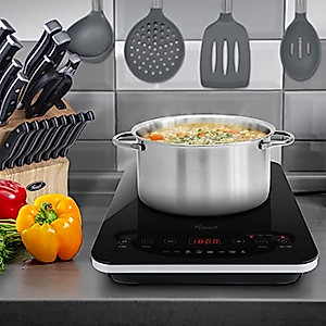 Rosewill Portable Induction Cooktop Burner, 1800W, 8 Cooking Modes, 10 Power/Temp Levels, Touch Panel, LED Display, Timer, Auto Shut-Off, Child Safety Lock, Includes Stainless Steel Pot (RHAI-21001)