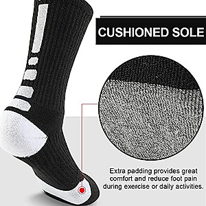 boruizhen Men's Athletic Crew Socks basketball Socks Sport Compression Cushion Socks for Running and Training (6 Pairs)