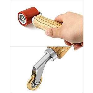 QWORK Seam Roller, 40mm Silicone Seam Roller with 6mm Brass Detail Penny Roller, Smoothing Seam Roller Tool for PVC/TPO/EPDM Single Ply Roofing Tape