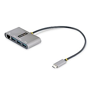 StarTech.com 3-Port USB-C Hub with Ethernet - 3X USB-A - Gigabit Ethernet - USB 3.0 5Gbps - Bus-Powered - 1ft/30cm Long USB Type-C Host Cable - GbE - Portable USB-C to USB-A Splitter (HB30C3A1GEA2)