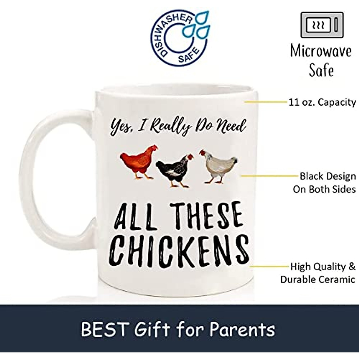 Funny Coffee Mug Funny Chicken Coffee Mugs. Yes I Really Do Need All These Chickens. white 11 Oz Mug for a Farmer of That Crazy Chicken Lady in You. Gift idea for Men and Women.