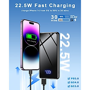 YILANS Portable Charger, 18000mAh USB C Power Bank, 22.5W Fast Charging Battery Pack with Digital Display, Slim Portable Phone Charger for iPhone 15 14 13 12 Samsung Google LG AirPods iPad