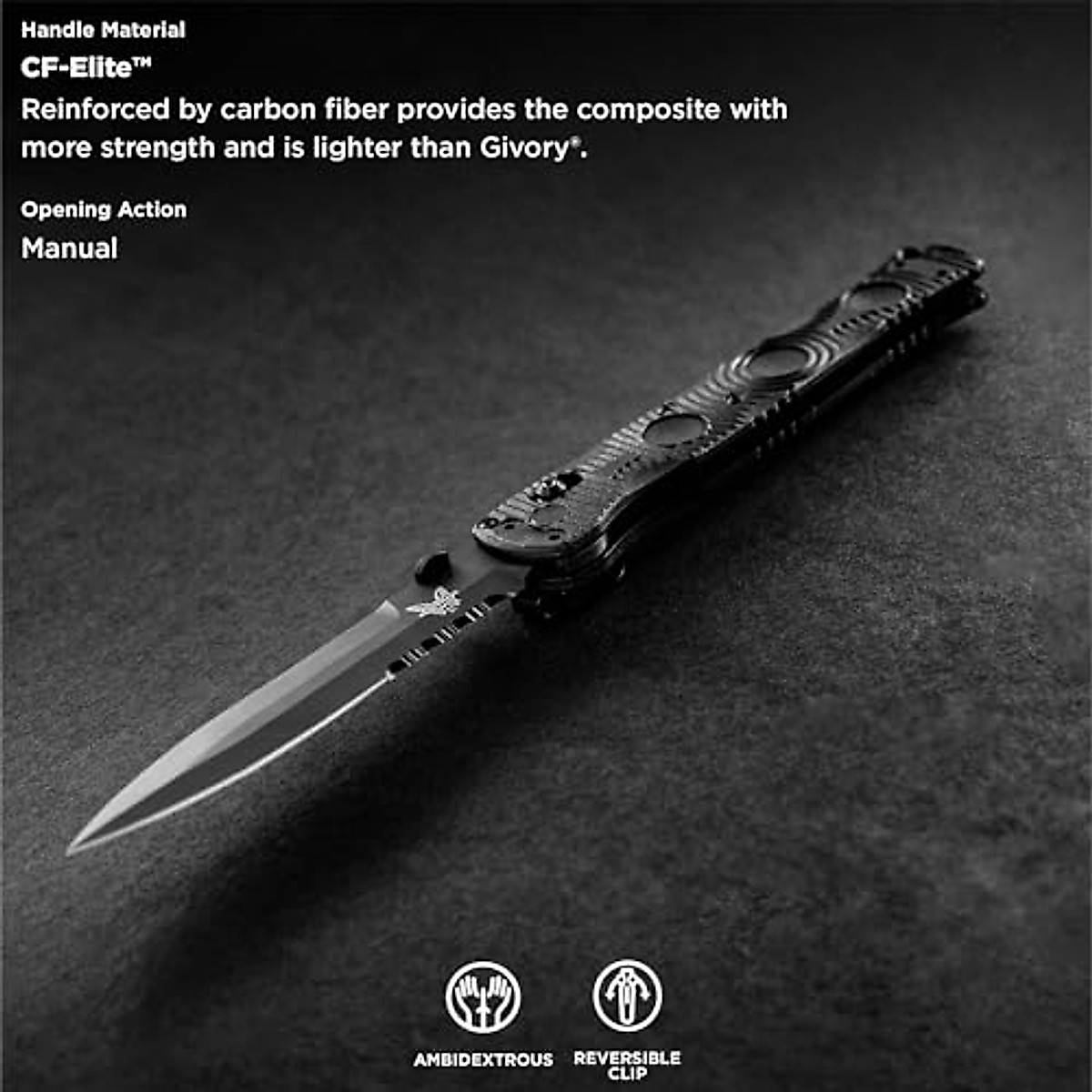 Benchmade - SOCP 391SBK Tactical Knife with Graphite Black CF Elite Handle (391SBK)