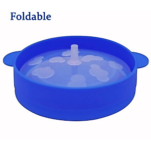 Mini Microwave Popcorn Popper, BPA Free Silicone Popcorn Popper Microwave Collapsible, Microwave Popcorn Maker, Microwave Popcorn Bowl, Dishwasher Safe (Deep Sea Blue)