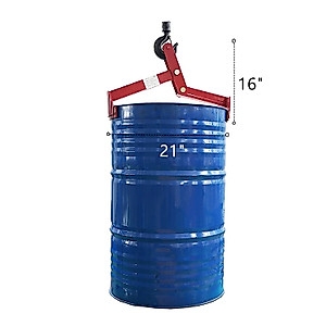 Pake Handling Tools Steel Drum Lifter - Secure Reliable Heavy Duty 1100 lbs Working Load Limit (WLL)