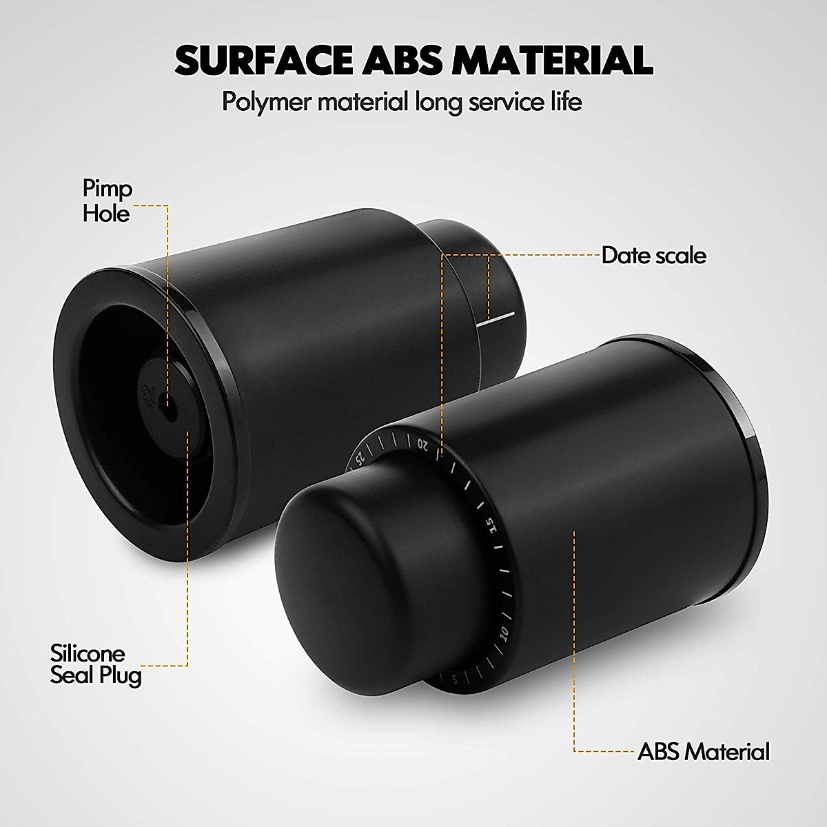 Z-oneMart 2 Pack Wine Bottle Stopper Vacuum with Time Scale Record, Vacuum Champagne Stoppers, Reusable Wine Preserver Bottle Saver, Wine Corks Keep Fresh, Fits Any Bottle