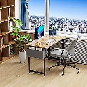 Computer Desk - 47 Inch Office Desk, Modern Desk with Storage, Wood Writing Desk, Corner Desk for Small Space, Executive Work Desk, Home Desk for Bedroom