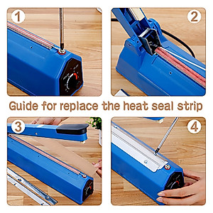 Impulse Sealer Replacement Parts, 8 Pcs Sealer Replacement Element Grip, Heat Seal Strips for 8 Inch Heat Sealer Machine, Impulse Sealer Spare Repair Parts Kits for Most Hand Sealers (2x200 mm)