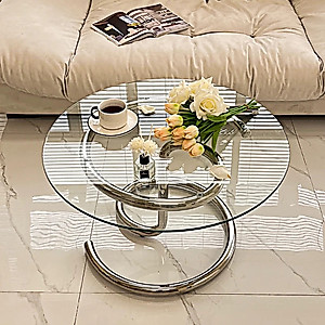 JUFU Round Glass Table Top,18in Patio Table Tops,3/8" Thick Tempered Table Top with Pencil Polished Edge,Transparent Flat Circular Sheet Ideal for Patio,Dining,Coffee,Side Table