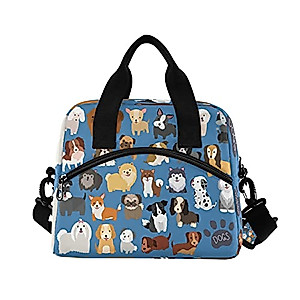 HUXINO Animal Dog Cute Paw Print Reusable Lunch Bag for Women, Insulated Lunch Box Cooler Containers Organizer Zipper Lunch Tote Bag Handbag for School Office Picnic Men Kids Adults Children