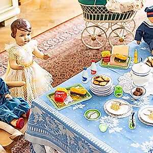 Chalyna 8 Set 20 Pieces Miniature Food Pretend Fast Food Play Toys Set Hamburger Fries Soda Pudding Milk Juice Doll Food Kitchen Accessory Toy for Kids Party Accessory Restaurant Decor