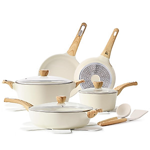 SENSARTE Nonstick Ceramic Cookware Sets, Pots and Pans Set Nonstick, 14 Pcs Induction Kitchen Cookware Sets, 100% Non-toxic Healthy Non Stick Cooking Set, PFAS PTFE PFOA PFOS Free