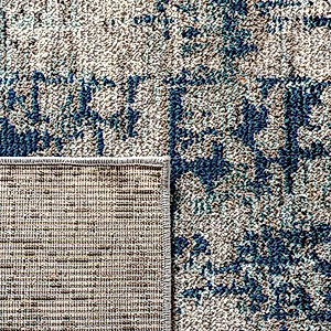 SAFAVIEH Madison Collection 6' x 9' Grey/Blue MAD460K Modern Abstract Non-Shedding Living Room Bedroom Dining Home Office Area Rug