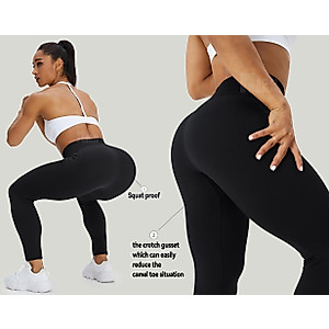 HIGORUN Women Seamless Leggings Smile Contour High Waist Workout Gym Yoga Pants Carbon Black M